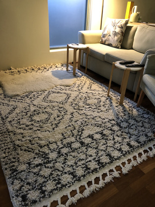 Network Rugs White & Charcoal Mahdi Moroccan Power-Loomed Shag Rug ...