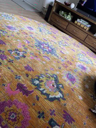 Network Rugs Rust Floral Field Vintage Look Round Rug | Temple & Webster