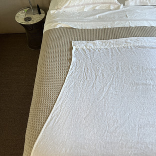 Vintage Design White French Linen Sheet Set | Temple & Webster