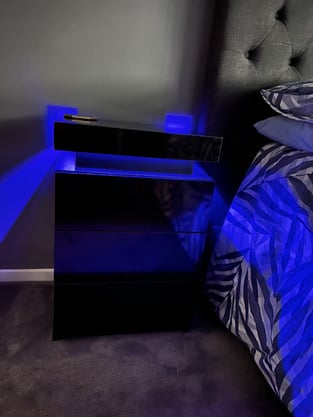 HoxtonRoom Nova 3 Drawer Bedside Table with LED Light | Temple & Webster