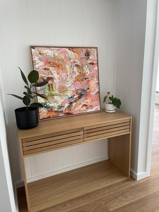 Temple & Webster Oak Xavi Slatted Console Table