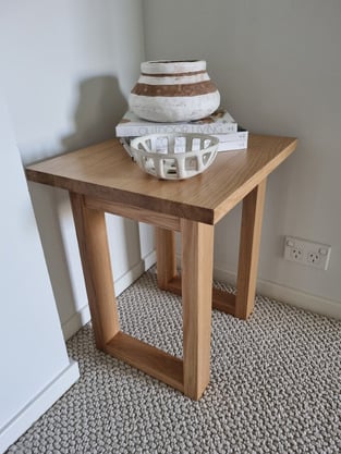 Temple & Webster Ski-Leg Oak Wood Side Table