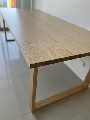 Kayla Bay by Temple & Webster Oak Ski-Leg Dining Table & Luca Dining ...