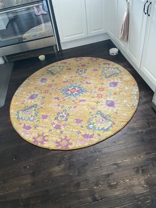 Network Rugs Rust Floral Field Vintage Look Round Rug | Temple & Webster