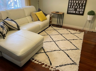 Kayla Bay by Temple & Webster Black & Cream Viona Fringed Moroccan Rug