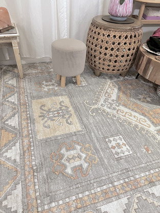 Network Rugs Grey & Peach Vintage Look Isabelle Aztec Rug | Temple ...
