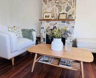 Temple & Webster Oscar Oak Coffee Table with Shelf