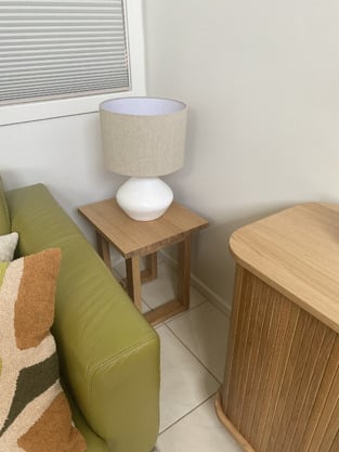 Temple & Webster Ski-Leg Oak Wood Side Table