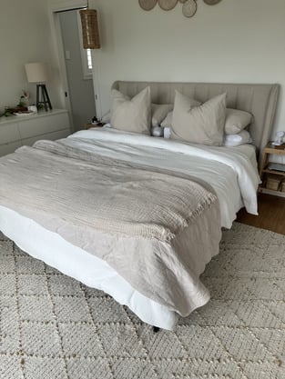 Rawson & Co Beige Modern Classic Herman Bed Frame | Temple & Webster