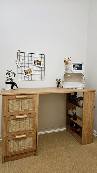 LivingFusion Sahara 3 Drawer Rattan Computer Desk | Temple & Webster