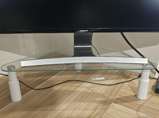Canohm White Ergovida Glass Triangular Monitor Riser | Temple & Webster