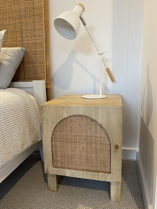 Temple & Webster Natural Anya Mango Wood & Rattan Bedside Table