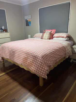 Temple & Webster Evelyn Wavy Pine Wood Bed