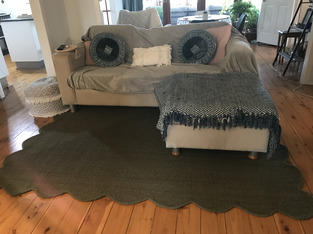 Temple & Webster Rowe Boucle Wool-Blend Scalloped Rug