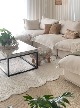 Temple & Webster Rowe Boucle Wool-Blend Scalloped Rug