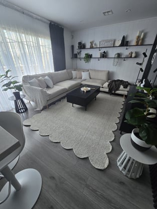 Temple & Webster Rowe Boucle Wool-Blend Scalloped Rug