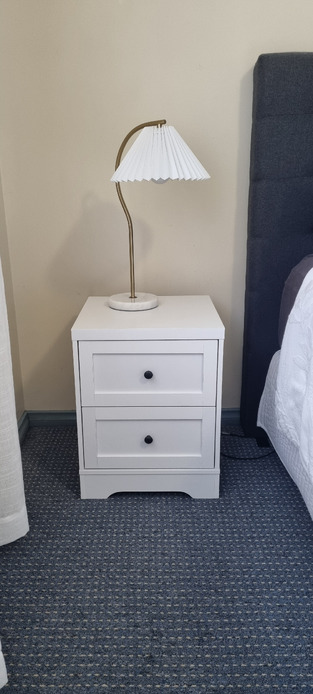 LivingFusion White Aurora 2 Drawer Bedside Table | Temple & Webster