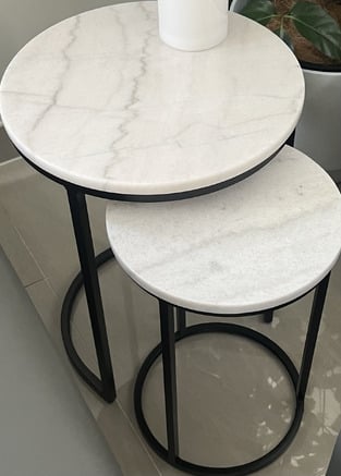 Maddison Lane 2 Piece Marley Marble Nesting Side Table Set | Temple ...