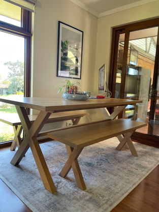 Temple & Webster 6 Seater Brighton Dining Table & Hans Wegner Replica ...