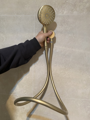 Temple & Webster Clovelly Brushed Gold Round Rail Shower