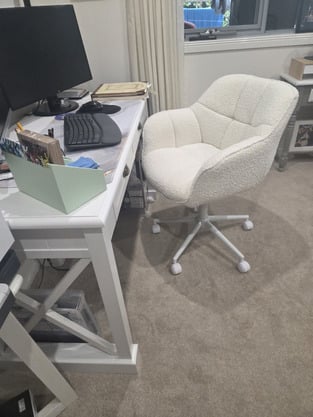 Temple & Webster Raphael L-Shaped Desk & Holly Boucle Office Chair Set