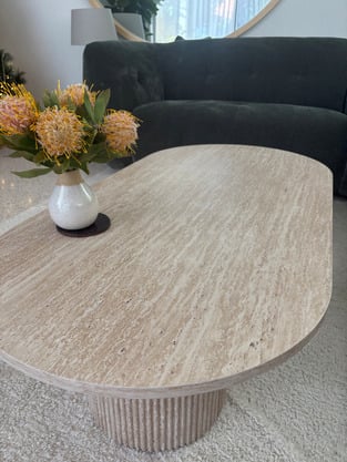 Temple & Webster Tilly Travertine-Look Coffee Table
