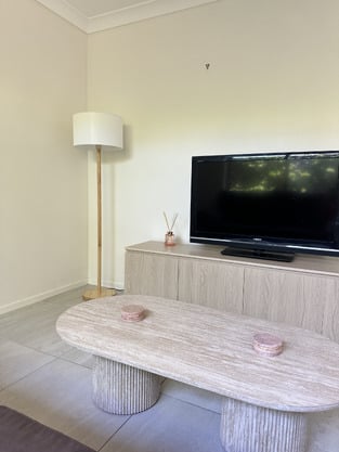 Temple & Webster Tilly Travertine-Look Coffee Table