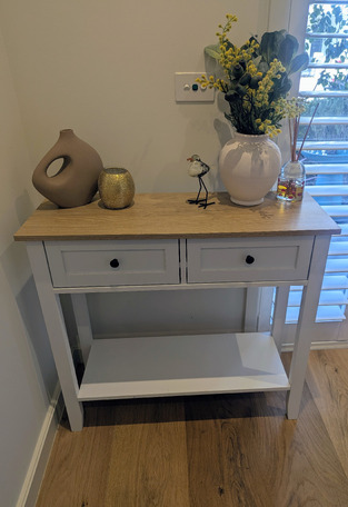 LivingFusion White Aldan 2 Drawer Console Table | Temple & Webster